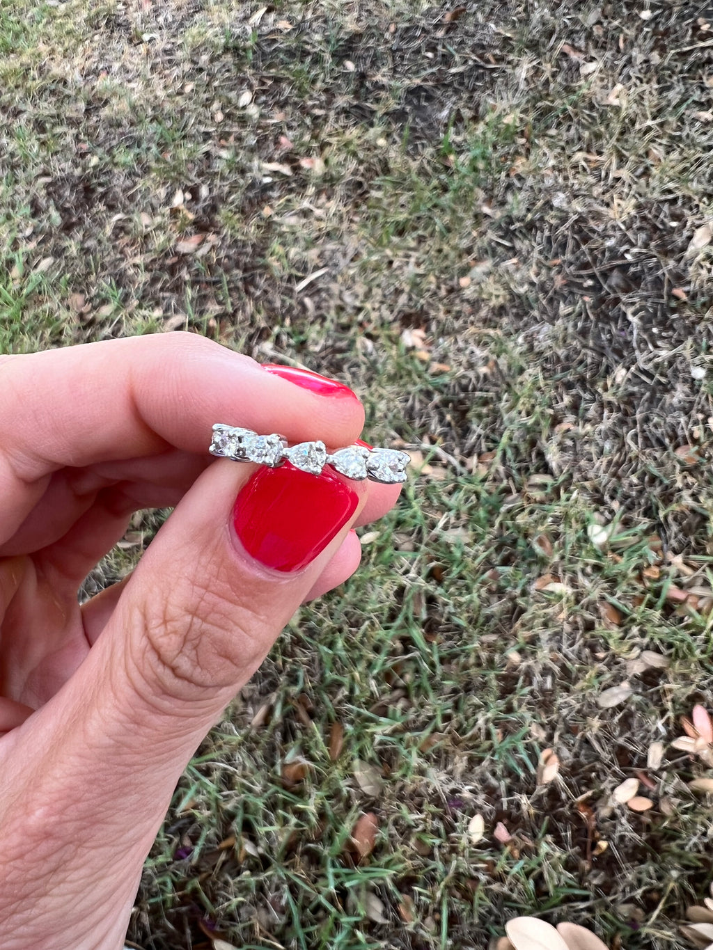 Pear shaped 1/2 way ring 7 stones – The Karat Concierge